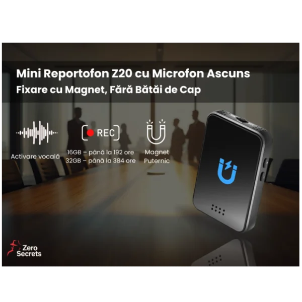 Mini Reportofon Z20 Cu Microfon Ascuns și Magnet Puternic